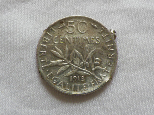 pièce de monnaie 50 Centimes semeuse 1913